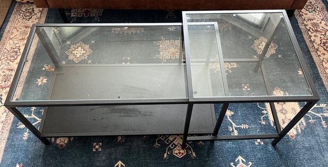 IKEA VITTSJÖ Glass Top Coffee Table (nest of tables) For Sale in ...