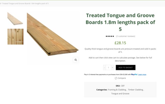 1.8 metre long Tongue & Groove Boards T & G 120 mm x 15 mm For Sale in ...