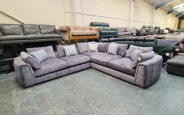Ex-display Emperor in Lucerne Silver mix fabric corner sofa For Sale in ...