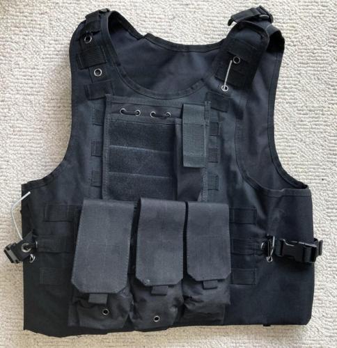 ARMY ASSAULT VEST BLACK MOLLE PLATE CARRIER LBV WEBBING VGC For Sale in ...